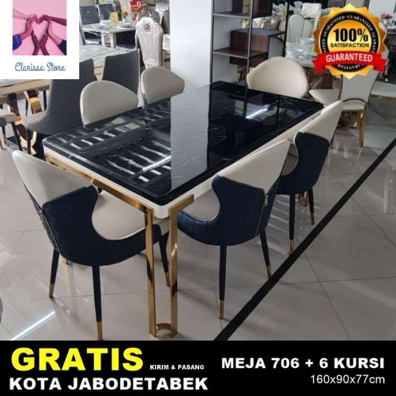 Jual Meja Makan Marmer Kozuka & 6 Kursi Makan Di Seller Clarissa Store ...