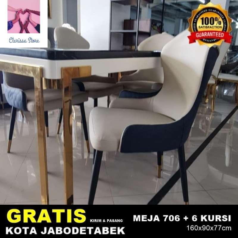 Jual Meja Makan Marmer Kozuka & 6 Kursi Makan Di Seller Clarissa Store ...