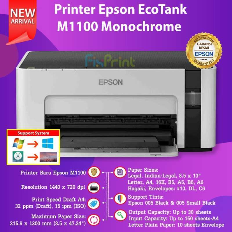 Promo Printer Epson Eco Tank M1100 Monochrome Printer Mono Tinta ...