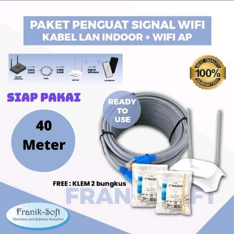 Promo Paket Penguat Sinyal Kabel LAN Internet Jaringan 40 Meter 40 M 40M Indoor + WIFI AP Untuk ...