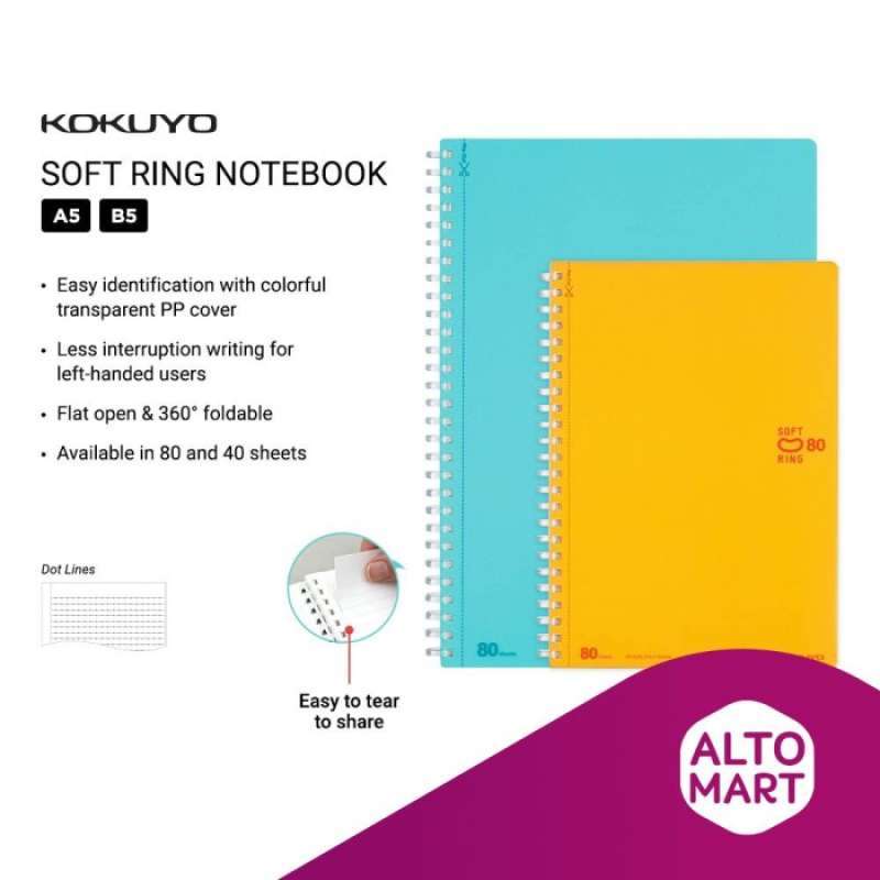 Jual Kokuyo Soft Ring Notebook Dot Lines A5 B5 80 Sheets Di Seller