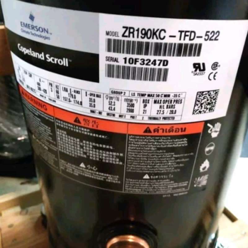 Promo Compressor Copeland Scroll Zr190Kc/Zr190Kc-Tfd-522 15Pk R22 ...