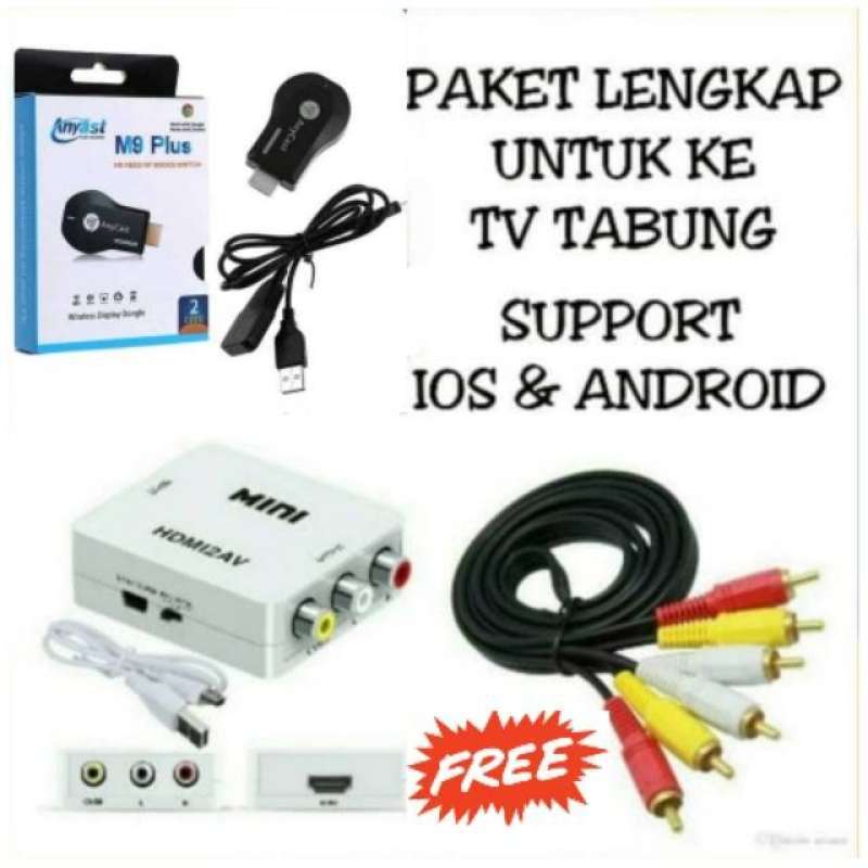 Jual Paket Anycast M9 Plus + Hdmi To Av Alat Konverter Dari Hp Ke Tv Tabung - 3 In 1 Di Seller ...