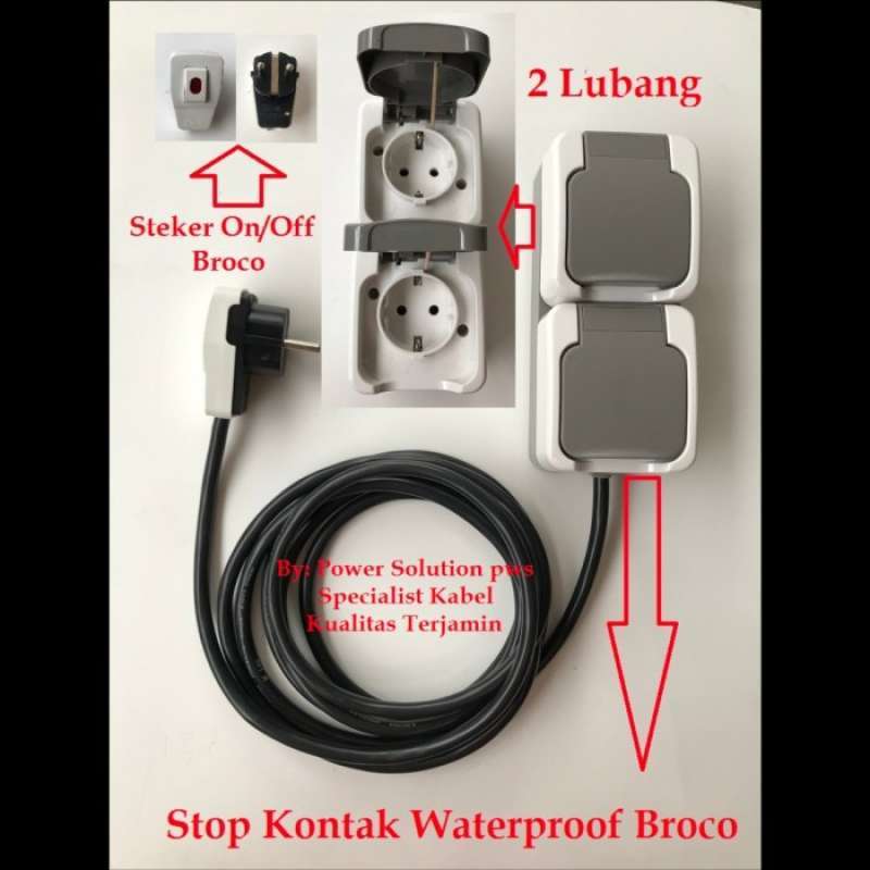 Promo Kabel listrik extension 2 Skt stopkontak broco waterproof 2x1.5mm ...