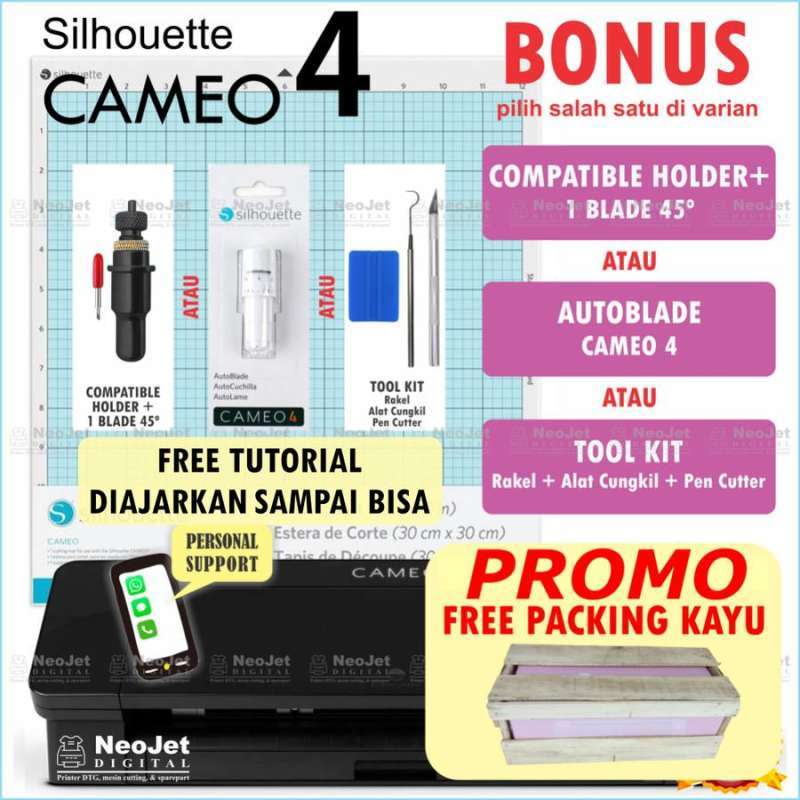 Jual Mesin Cutting Sticker Mini Silhouette Cameo 4 Art and Craft ...