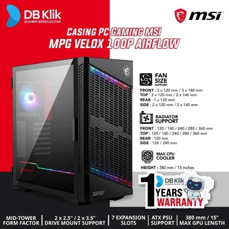 Jual Casing PC Gaming MSI Velox 100P ATX - MSI MPG VELOX 100P AIRFLOW ...