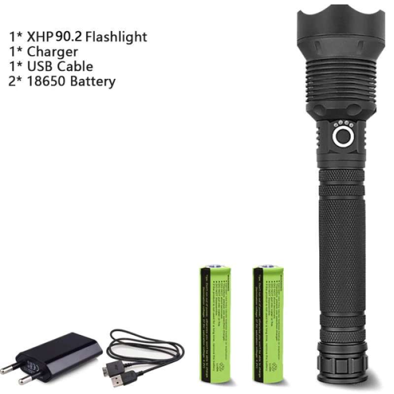 Promo Senter Led Xhp90.2 Long Range Zoom Rechargeable + 2X18650 + Eu ...