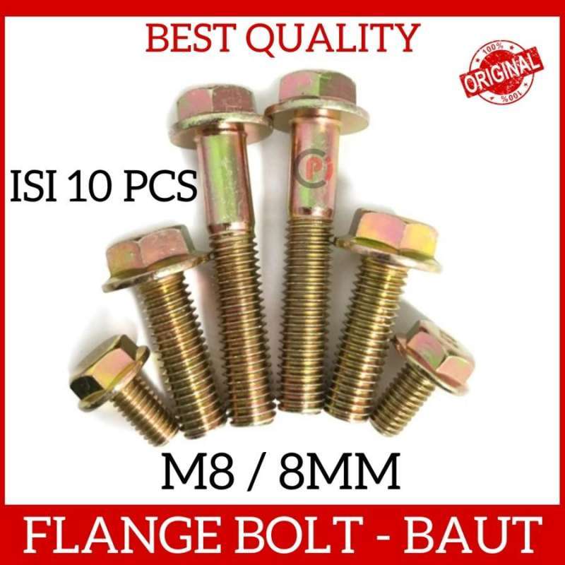 Jual Isi 10 Pcs Flange Bolt M8 / 10mm Baut Flanged Banyak Ukuran Panjang - M8x25 di Seller ...