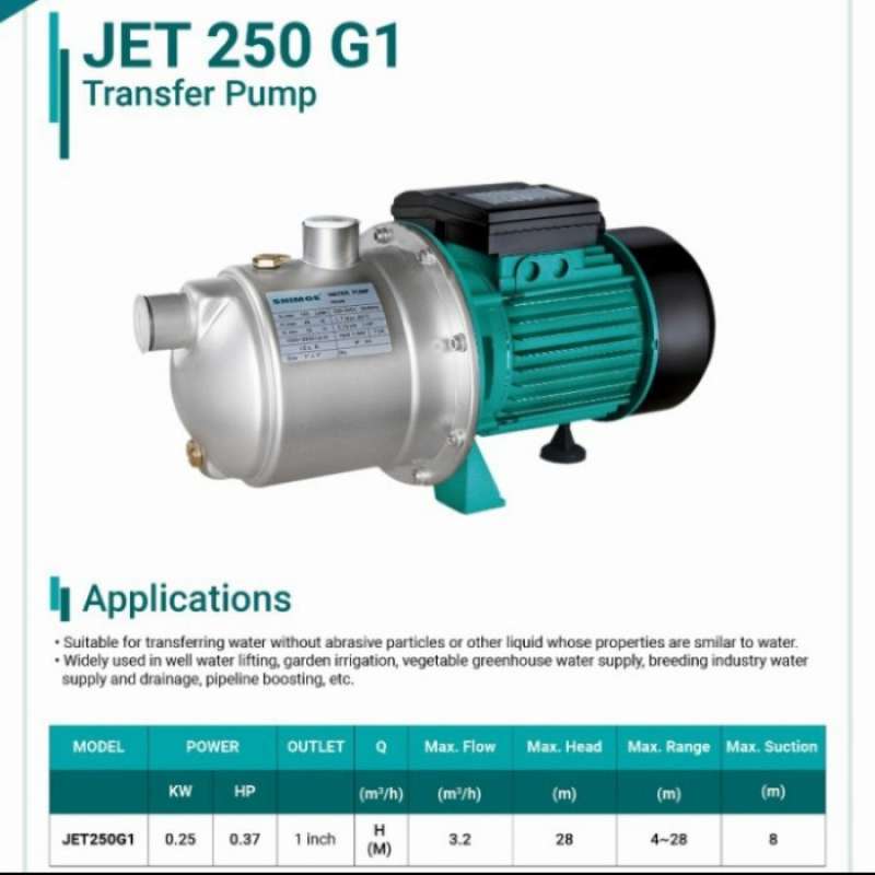 Promo Pompa Air Semi Jet Pump Stainless Shimge Jet 250 G1 Original ...
