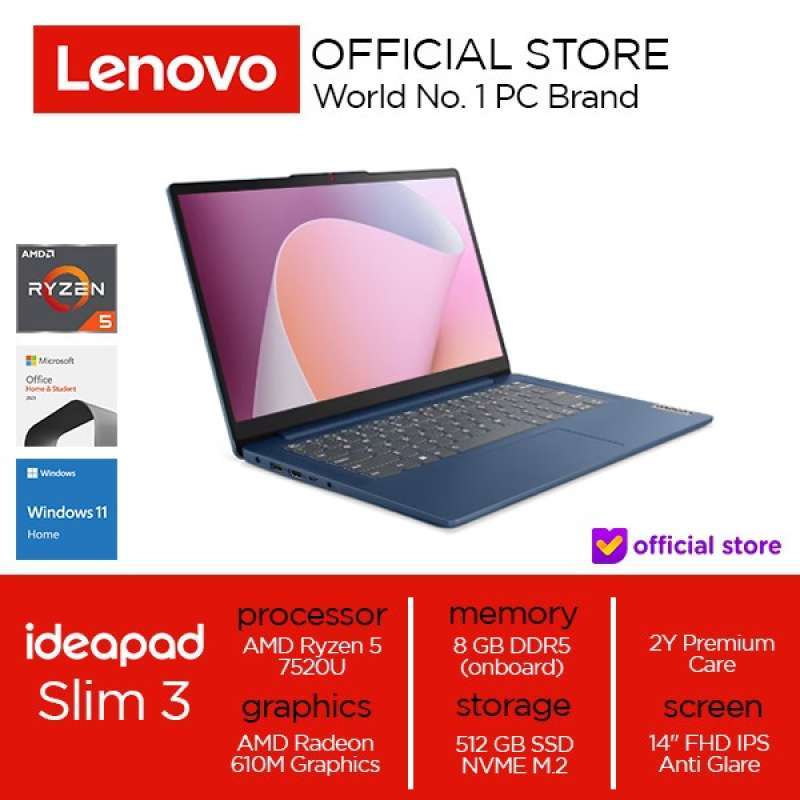 Promo Lenovo IdeaPad Slim 3 14AMN8 03ID 04ID || AMD Ryzen 5 7520U 8GB ...