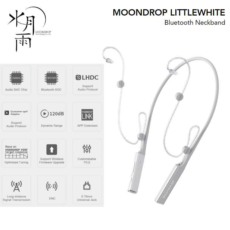 Jual Moondrop Littlewhite / Little White Bluetooth Neckband Cable 2Pin ...