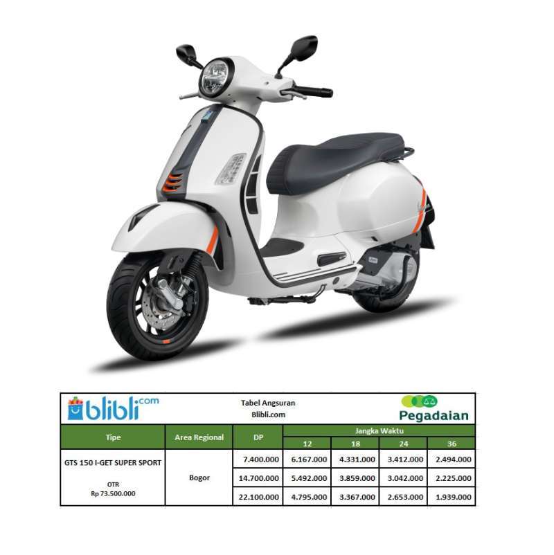 Jual Pegadaian - [dp] Vespa Gts Super Sport 150 I-get Abs Sepeda Motor [otr Bogor] - 30% 12 ...
