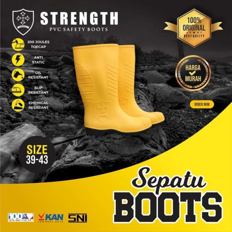 Jual Sepatu Safety Boot Legion Ujung Besi Kuning Proyek Murah ...