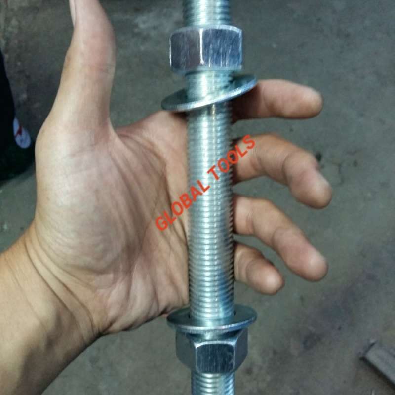 Jual 200 Pcs Stud Bolt Galvanized M20 X 150 Dengan 2 Mur Dan 2 Ring Di ...