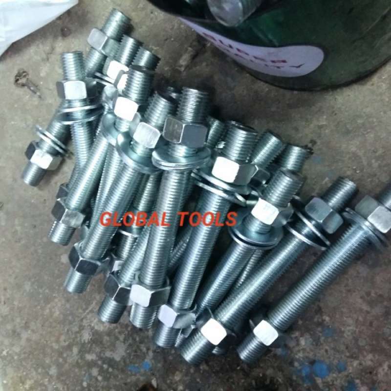Jual 200 Pcs Stud Bolt Galvanized M20 X 150 Dengan 2 Mur Dan 2 Ring Di ...