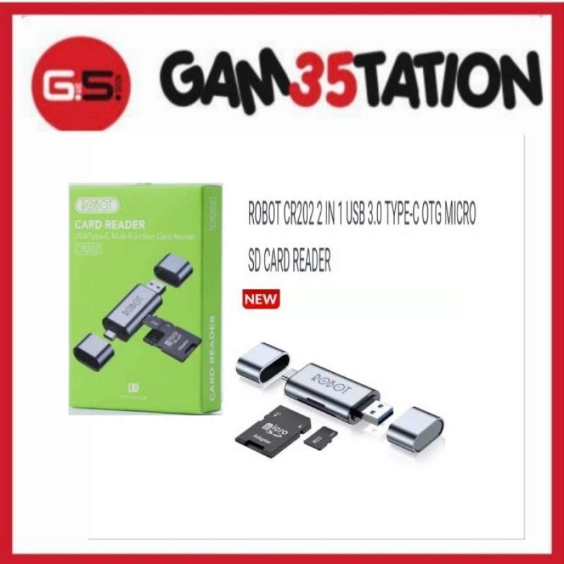 Promo ROBOT CR202 2 IN 1 USB 3.0 TYPE C OTG MICRO SD CARD READER Diskon ...