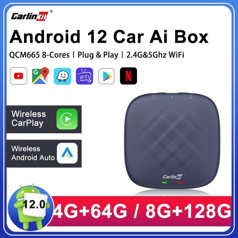 Jual CarlinKit CarPlay Ai Box Plus 8GB + 128G Android 12 Wireless Android Auto Netflix YouTube ...