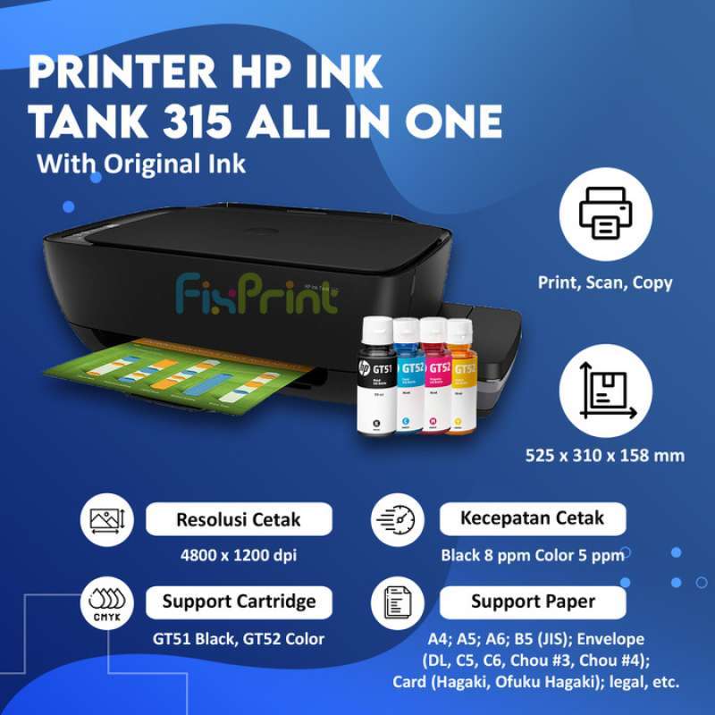 Promo Printer HP Ink Tank 315 All-in-One Print Scan Copy Color Infus ...