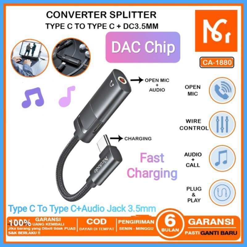 Promo Mcdodo Adapter Converter Splitter Type C To Type C+Audio Jack3 ...