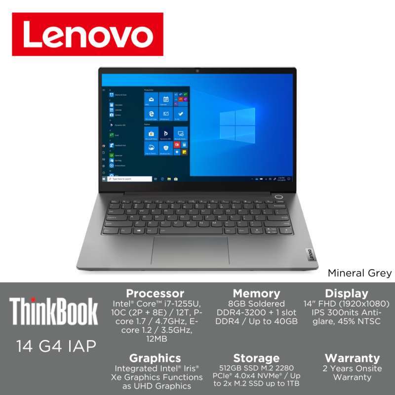 Promo Lenovo Thinkbook 14 G4 Iap Core I7 Gen12 8gb 512gbssd Win11 21dh00j0id Diskon 6 Di