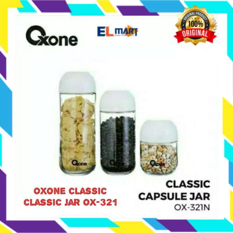 Jual Oxone Toples kaca tabung set 3pc OX-321 - Classic Capsule Jar ...