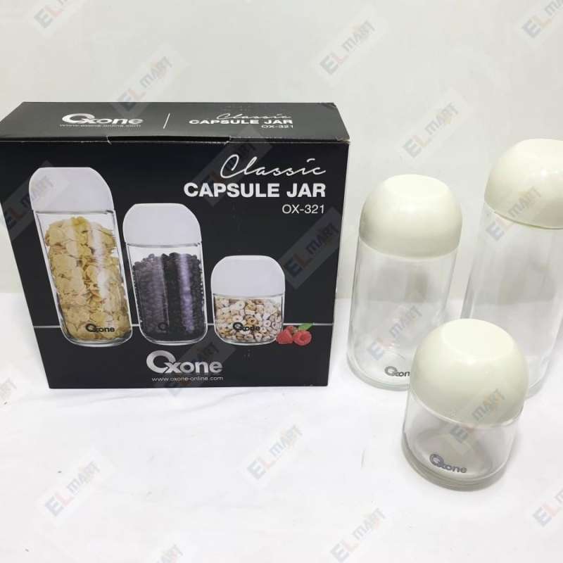 Jual Oxone Toples kaca tabung set 3pc OX-321 - Classic Capsule Jar ...