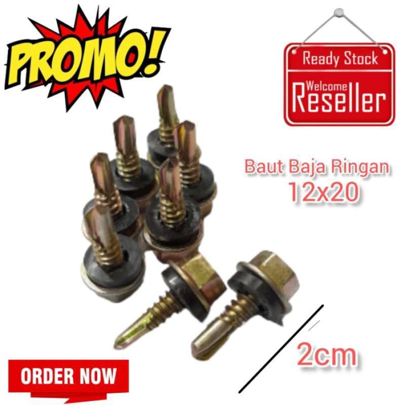 Promo Baut Baud Sekrup Skrup Roofing Ruving Baja Ringan 12x20 2cm ...