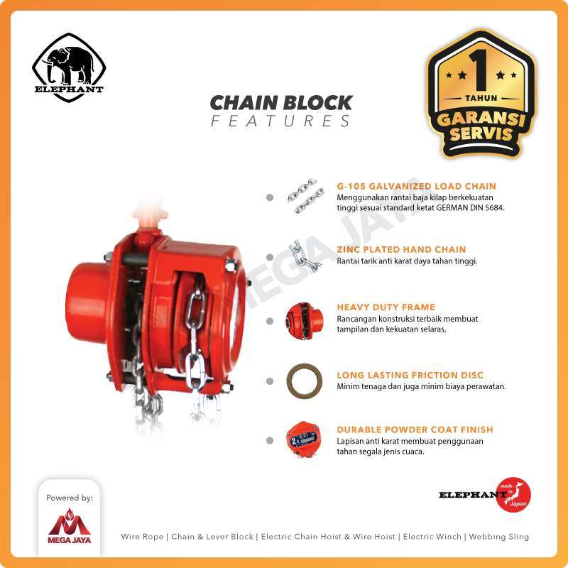 Jual Elephant Chain Block / Takel 1.5 Ton X 5 Meter Di Seller Megajaya ...