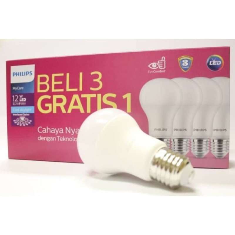 Promo Philips : Lampu Led Pack Philips Mycare 12 Watt [putih]/ 1 Pack ...