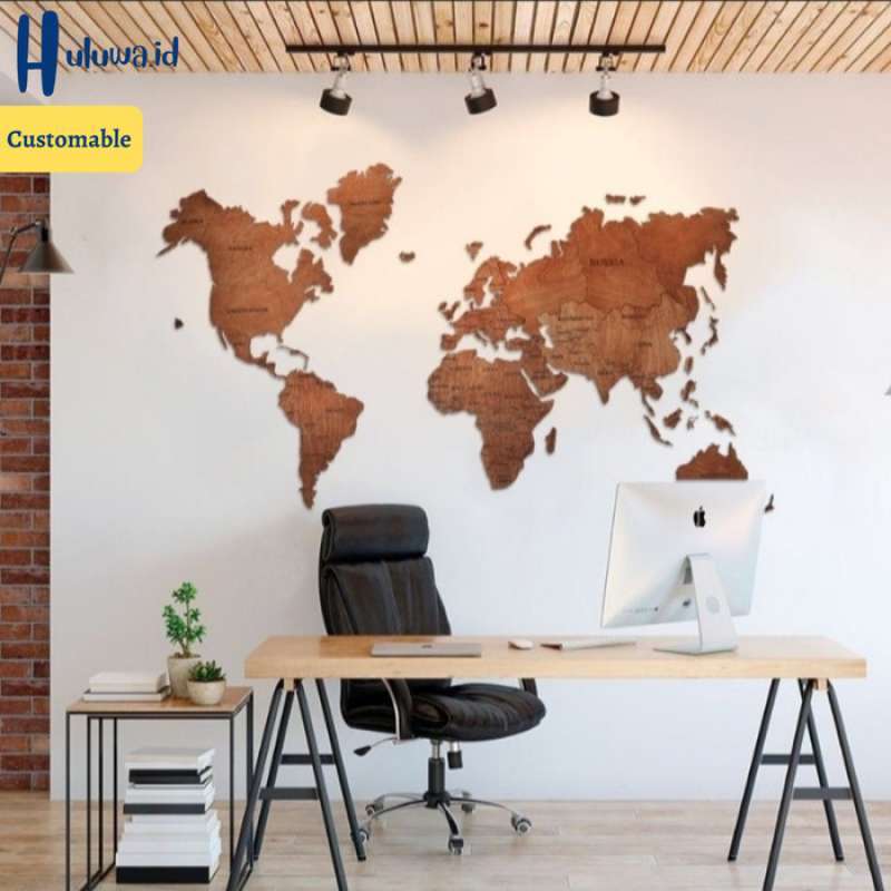 Jual Peta Dunia Kayu / Hiasan Dinding Peta Size M di Seller Primadona ...