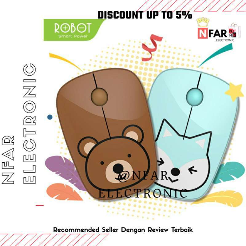 Promo Mouse Wireless Karakter Lucu Bear ROBOT M220 Mouse Lucu We Bare ...