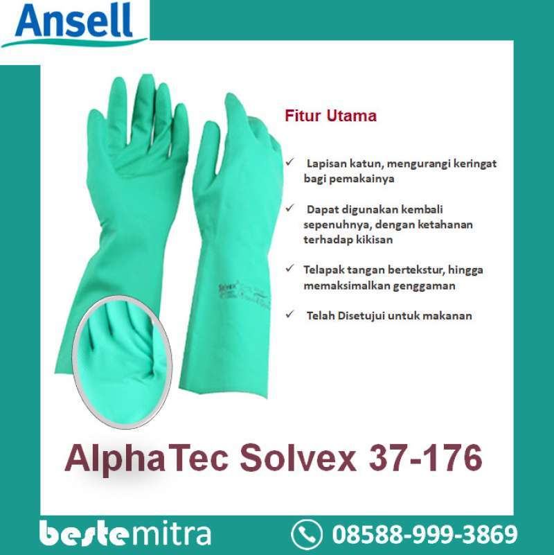 Jual ANSELL Chemical-Resistant Gloves AlphaTec Solvex 37-176 Sarung Tangan di Seller Sentral ...