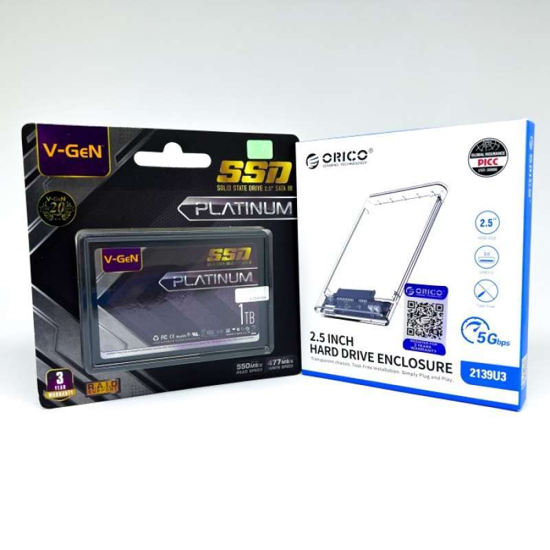 Promo SSD PORTABLE 1TB V-GeN SATA + ORICO HDD Enclosure External Vgen ...