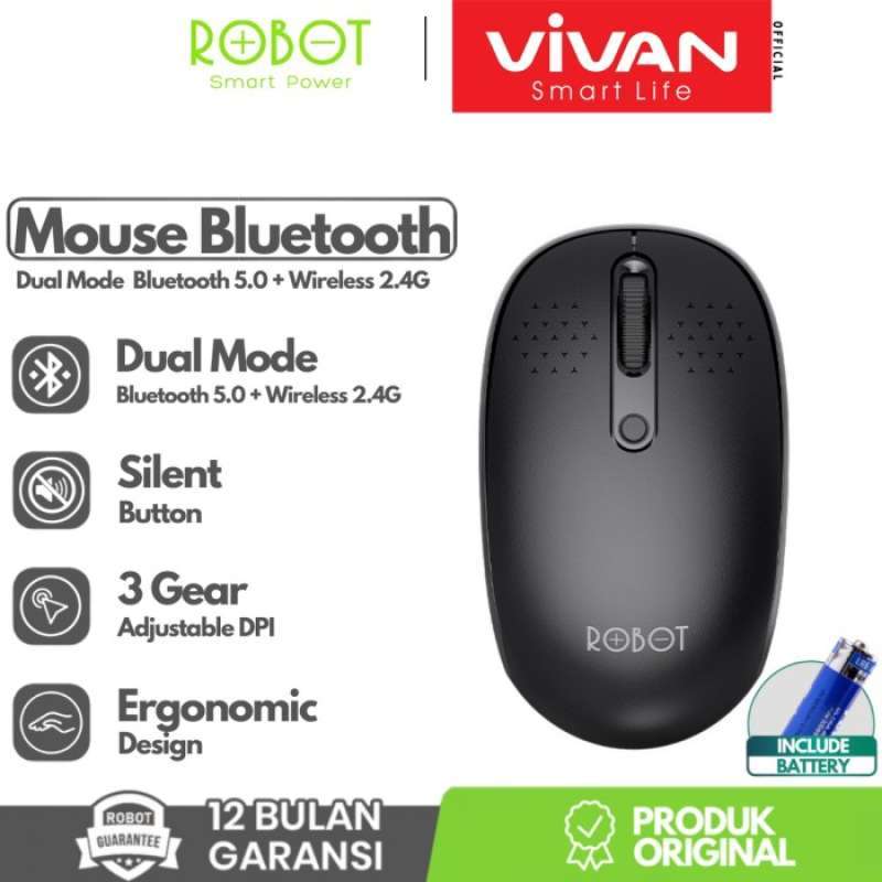 Promo Mouse Wireless Bluetooth Silent Click Robot M360 Dual Mode 3 ...
