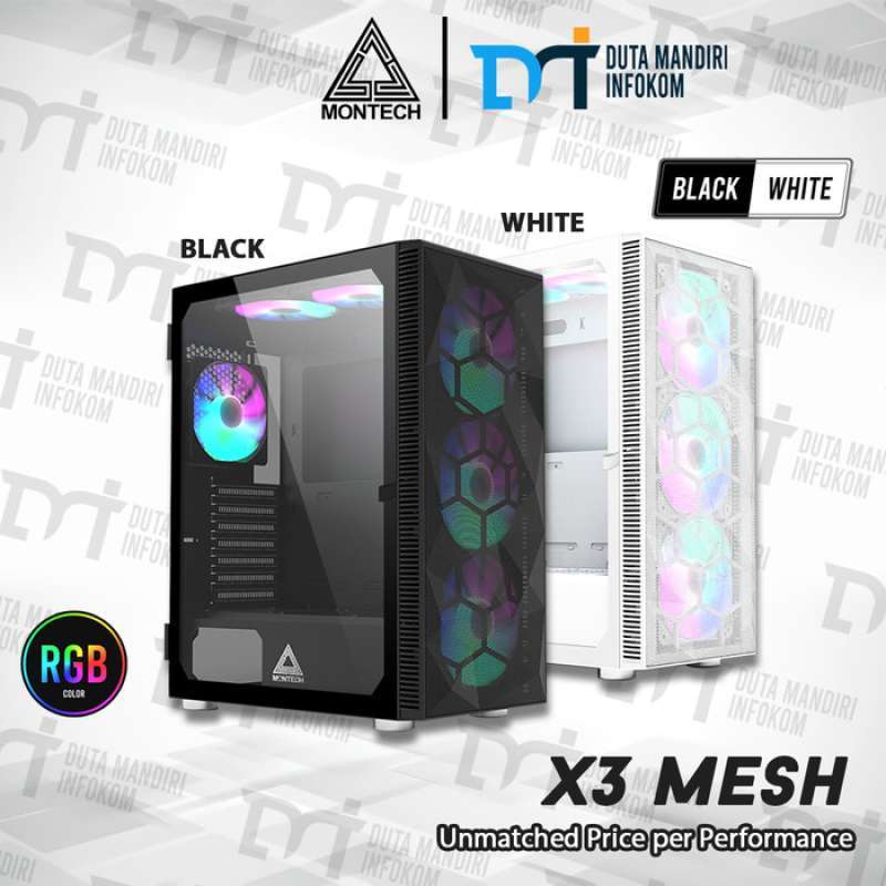 Promo Montech X3 Mesh - Rgb High Airflow Tempered Glass Atx Gaming Case ...