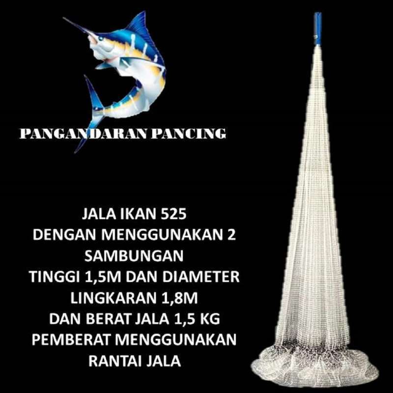Jual Jala lempar kecrik untuk ikan dan udang Jala ikan ukuran 525 mata ...