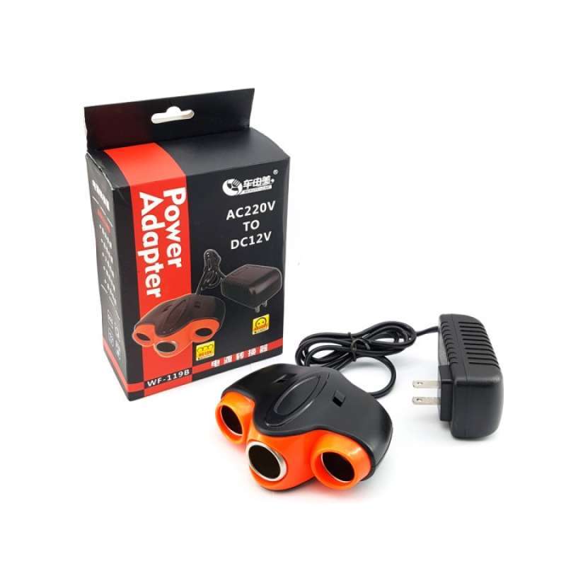 Promo Adaptor Lighter 220V To 12V DC Colokan Lighter 3 Lubang Charger ...