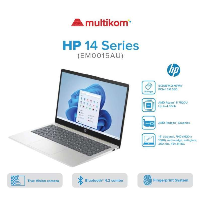 Jual HP 14-em0015AU AMD R5-7520U 8GB 512SSD 14â ³ FHD W11 OHS di Seller ...