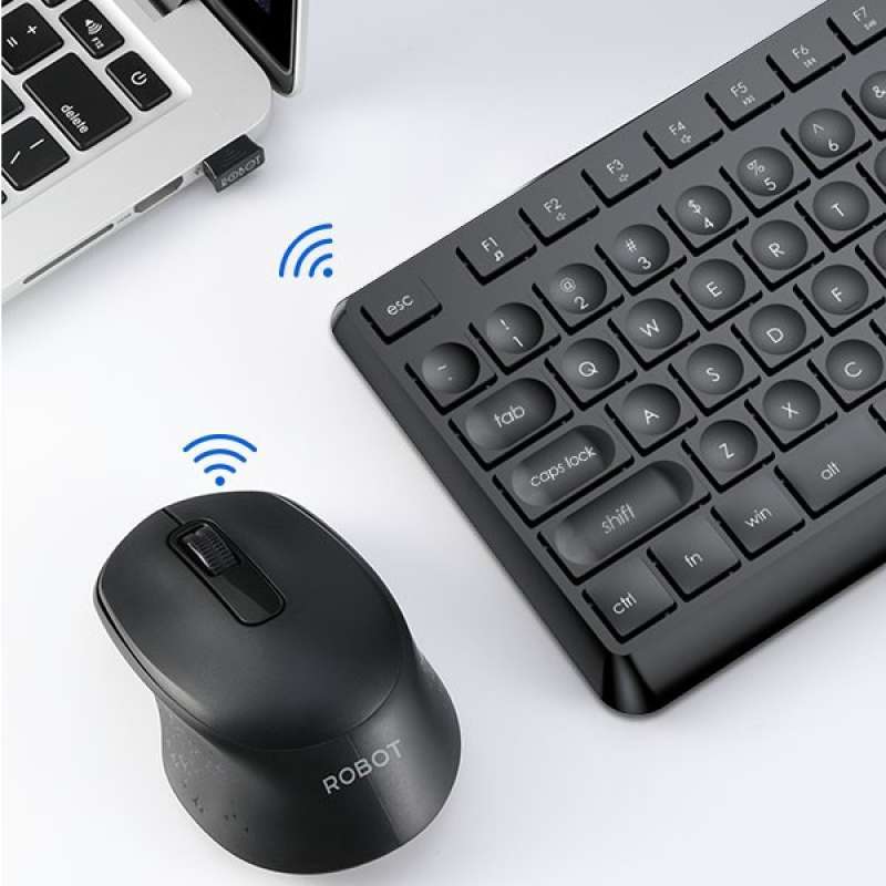 Jual Robot Km4000 Wireless Keyboard And Mouse Combo Silent Key - Black ...