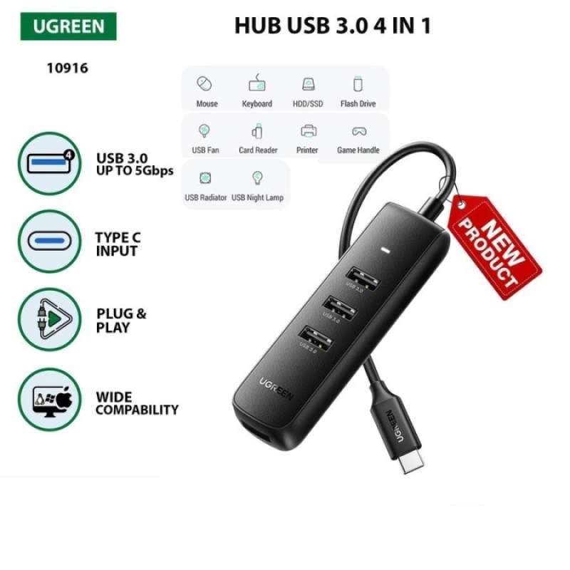 Jual Adapter USB Hub UGreen USB C to 4 Port USB A 3.0 (10916) di Seller ...
