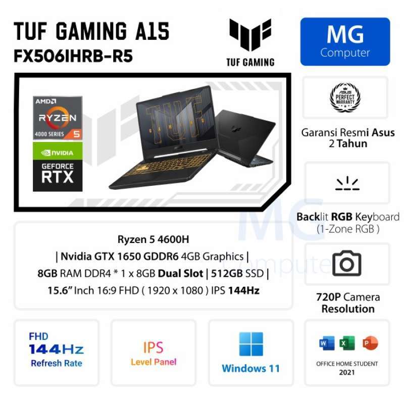 Promo TUF GAMING FA506IHRB Ryzen 5 4600H GTX 1650 RAM 8GB/512GB SSD W11 ...