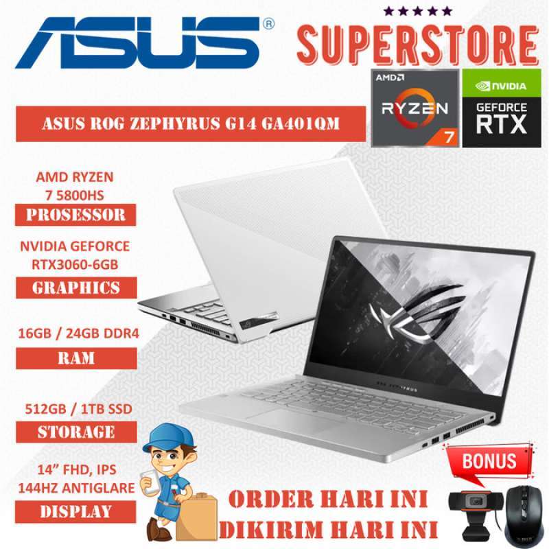 Promo ASUS ROG ZEPHYRUS G14 GA401QM RTX 3060 RYZEN 7 5800HS 16GB 1TB ...