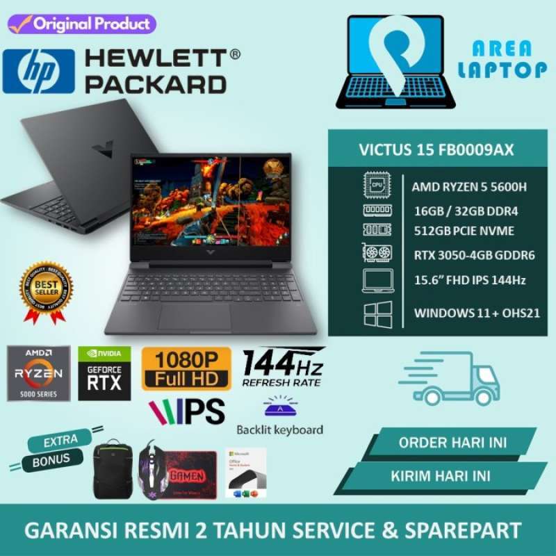 Promo Hp Victus Gaming 15 FB0009AX RTX3050 RYZEN 5 5600H RAM 16GB 512GB ...