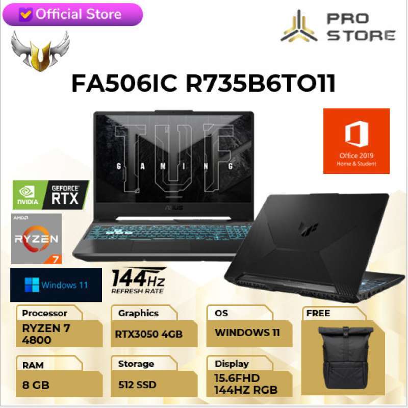 Promo Asus Tuf Fa506ic R735b6to Ryzen 7 4800 8gb 512ssd Rtx3050 4gb W10 ...