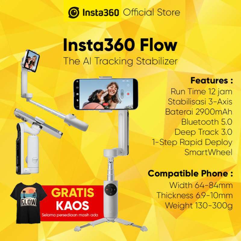 Jual Insta360 Flow Smartphone Stabilizer Ai-powered Auto Tracking Gimbal - Creator Kit, Stone ...