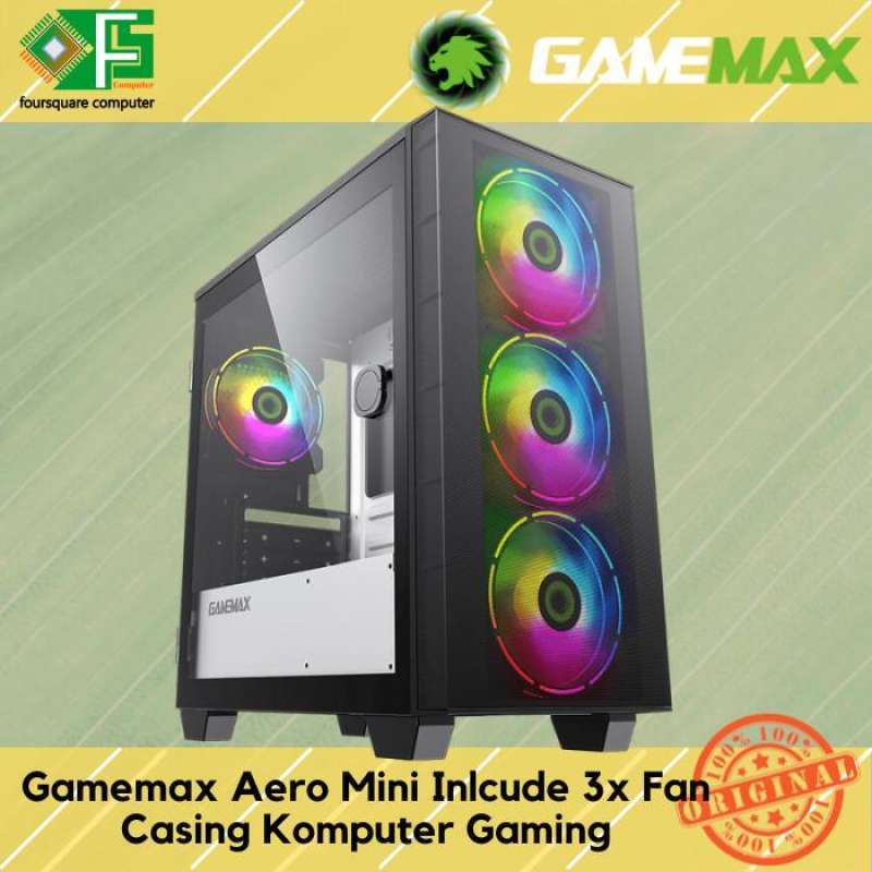 Promo Casing Pc Gamemax Casing Aero Mini Black + 3 Fan Rgb / Casing M ...