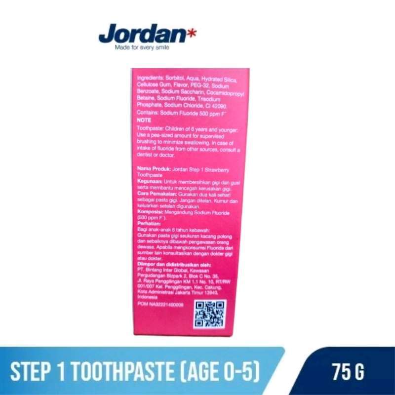 Jual Jordan - Oral Care Kids Toothpaste Step 1 (strawberry) - Pasta ...