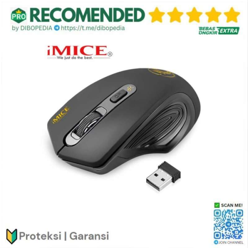 Promo Imice Ergonomic Wireless Gaming Mouse 2000 Dpi - Hitam - Silent ...