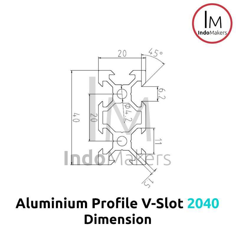 Jual Aluminium Profile / Extrusion A6063 V Slot 2040 Linear Rail Black ...