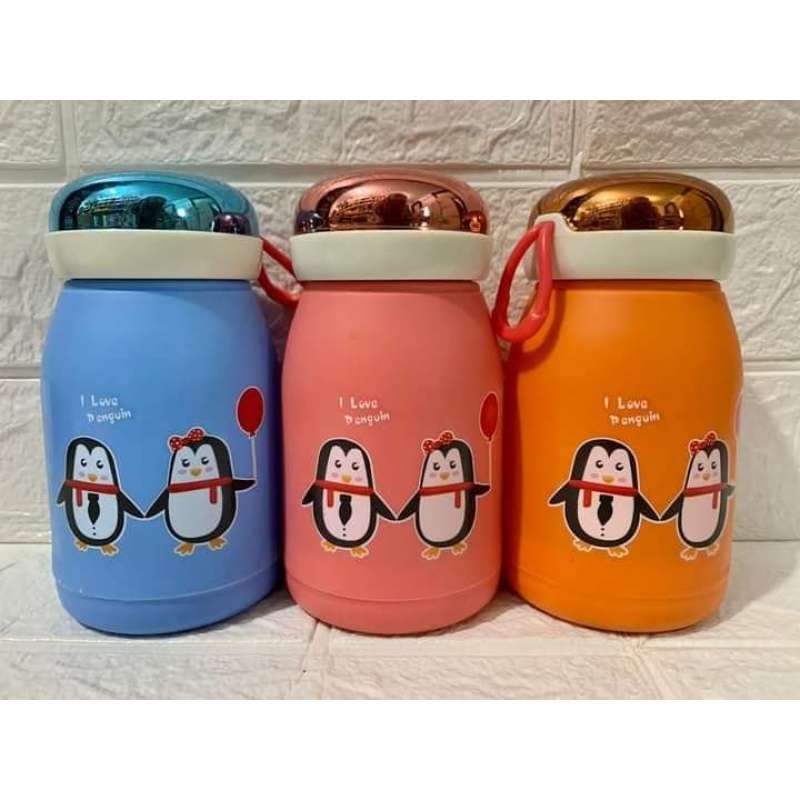 Jual Botol minum anak kaca pinguin/botol anak sekolah/botol viral di ...